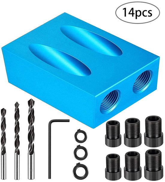 JeiibrZui 1 Set Boormal Met 15° Hoek - Pocket Hole Jig Pro Kit ...