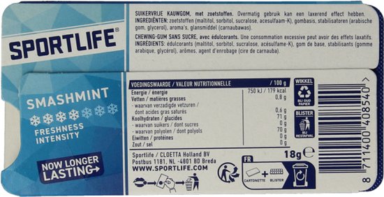 Sportlife Smashmint Sugar-free Chewing Gum | bol