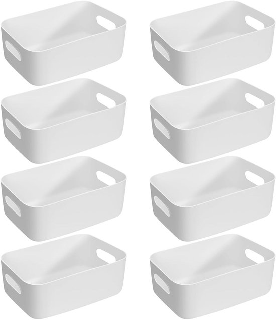 JGS Premium - Opbergdozen Set van 8 stuks - Wit - Kunststof ...