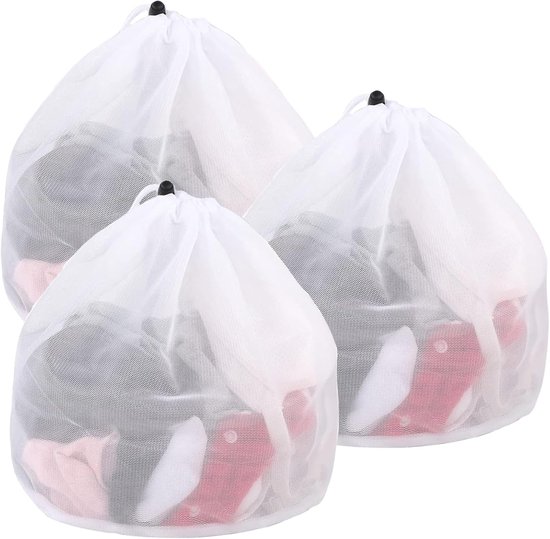 Wasnet met trekkoord - 3 stuks - Grote waszak voor kleding - 40x50cm | bol