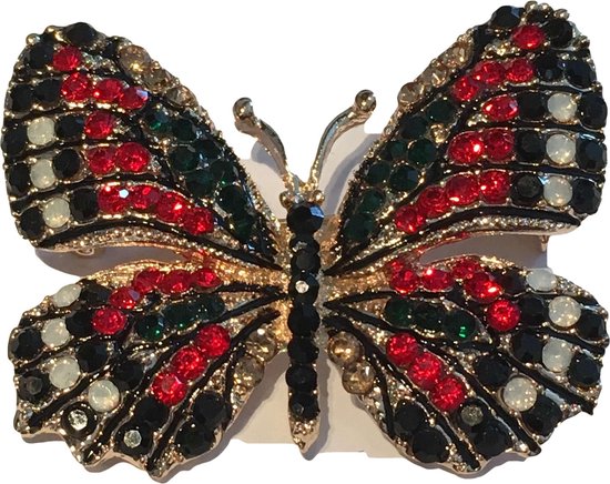 Petra's Sieradenwereld - Broche vlinder zwart rood groen | bol.com