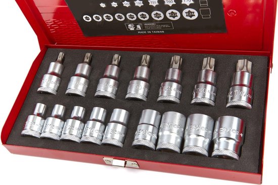 AOK 16 Delige Professionele 1/2" Interne en Externe Torx Doppenset ...