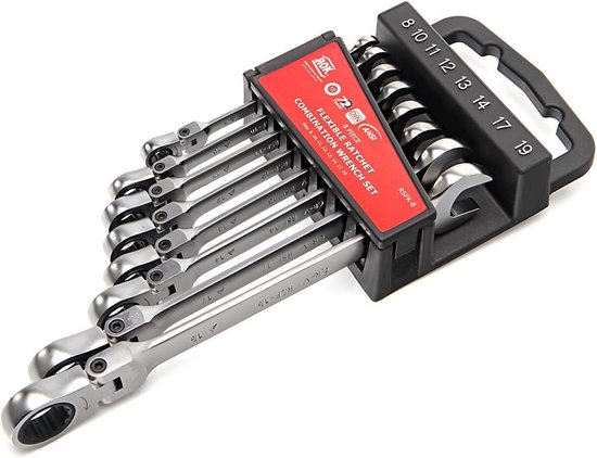 AOK 8 Delige Professionele Kantelbare Ring, Ratel, Steeksleutelset | bol
