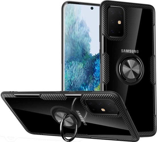 Hoesje Geschikt Voor Samsung Galaxy S20 Plus Luxe Back Hoesje & Metalen Ring houder -... | bol