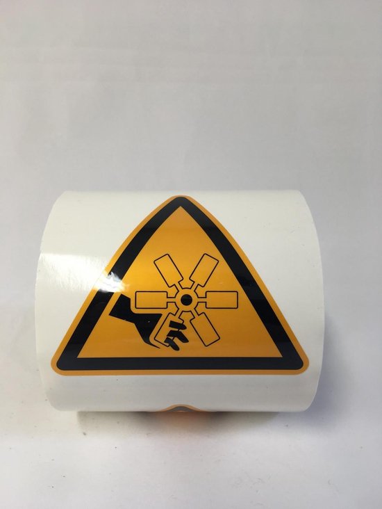 Gevaar voor draaiende delen sticker, 100 per rol, 100 mm | bol.com