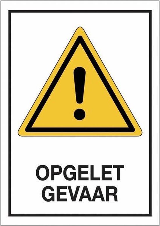Opgelet gevaar sticker met tekst 148 x 210 mm | bol