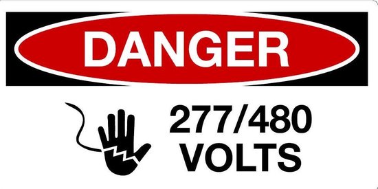 Sticker 'Danger: 277/480 Volts' 300 x 150 mm | bol.com