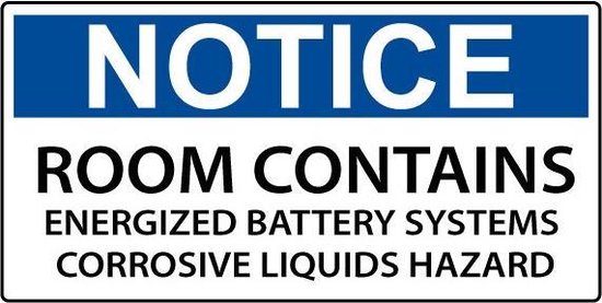 Sticker 'Caution: Room contains energized battery systems' 100 x 50 mm ...