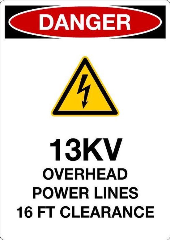 Sticker 'Danger: 13 KV, overhead power lines' 210 x 297 mm (A4) | bol.com