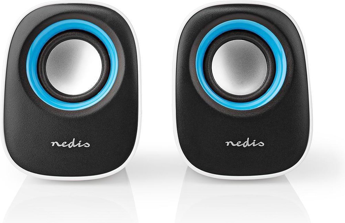 Nedis PC speaker | 2.0 | 12 W | 3.5mm Jack | Wit / Blauw | bol.com