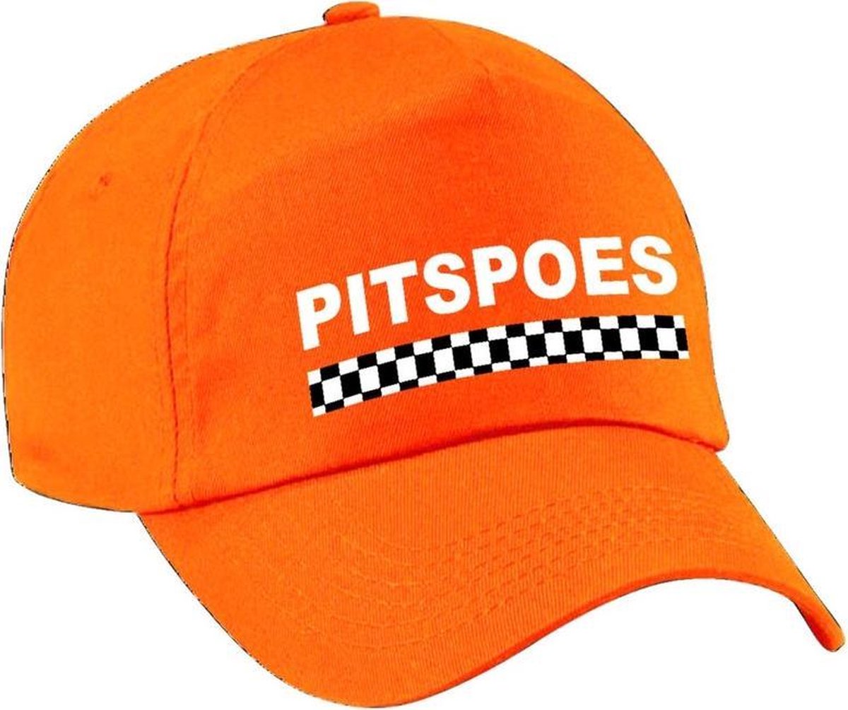 Pitspoes / gridgirl met finish vlag verkleed pet oranje voor dames ...