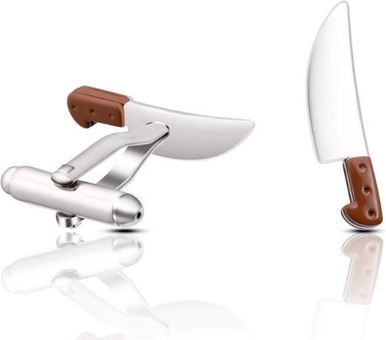 Manchetknopen Mes Koksmes met Houten Handvat Heft Zilverkleurig | bol.com