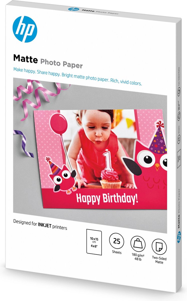 HP Matte Photo Paper-25 sht/10 x 15 cm papier photos Blanc | bol.com