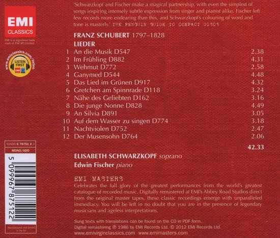 Lieder, Edwin Fischer | CD (album) | Muziek | bol.com