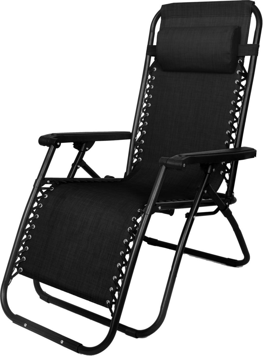 Bestgarden Camping Lounge Stoel - Tuinmeubelen - 172x66x108 cm Zwart ...