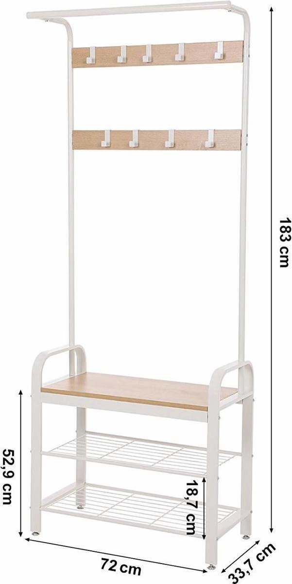 Parya Home - Industrieel Garderoberek - Kapstok - Schoenenrek - Multifunctioneel -... | bol.com