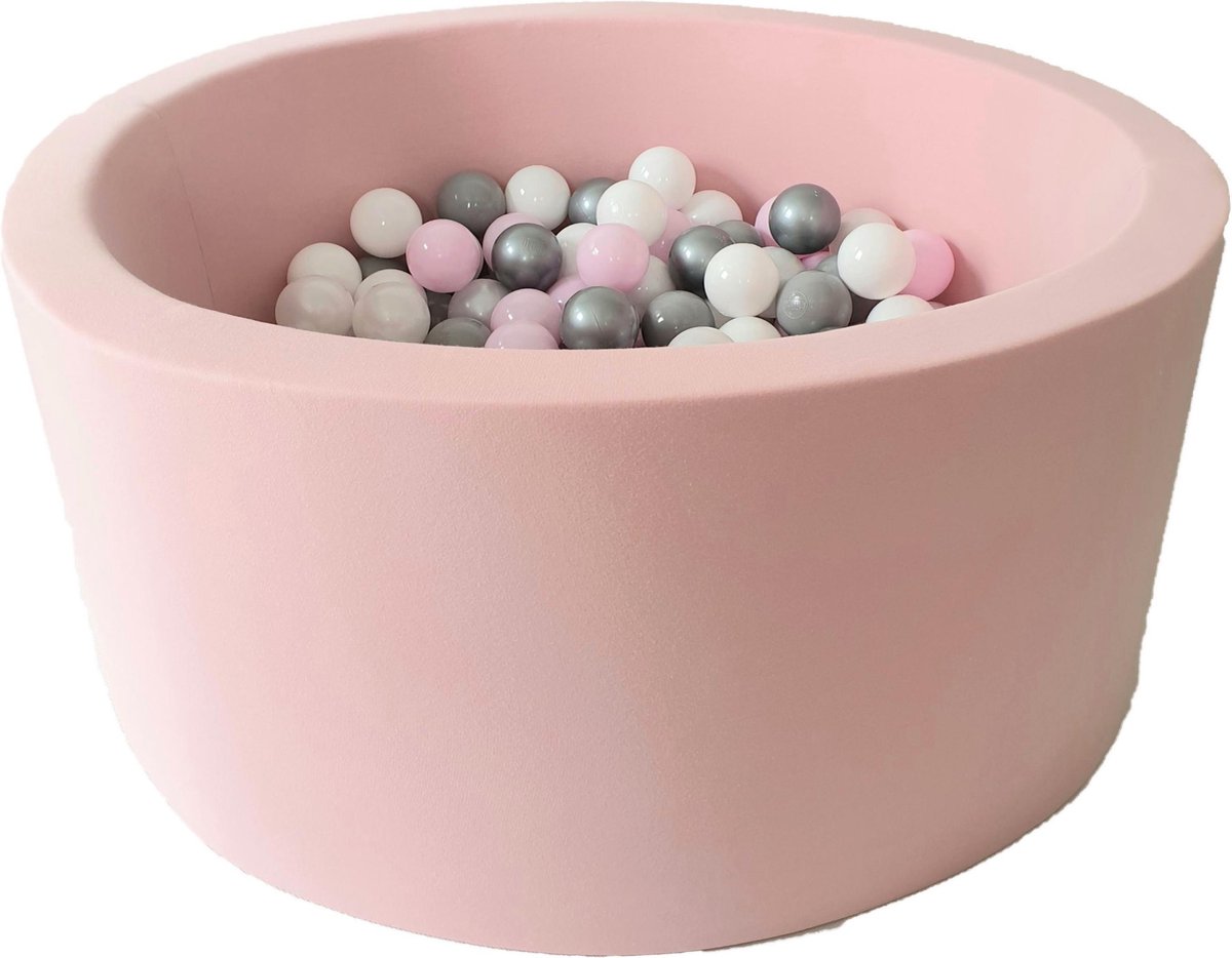 Ballenbad Roze Ø 90x40cm incl. 200 ballen (poederroze-zilver-wit) | bol.com