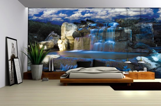 Fotobehang - Blauw - 254 x 368 cm | bol.com