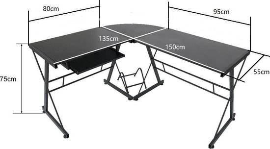 Hoekbureau computertafel - L vormige hoek tafel - toetsenbord en ...