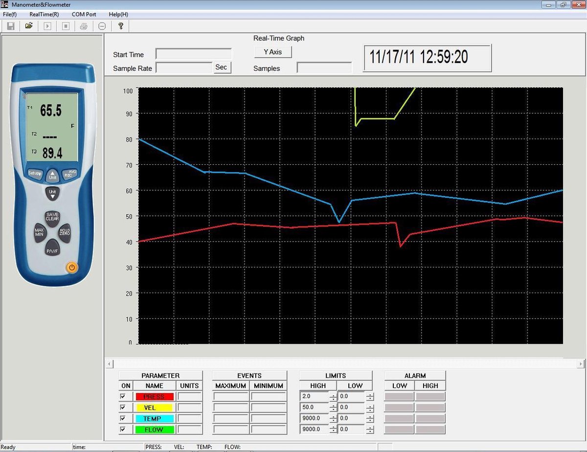 Peaktech 5145 - professionele drukverschil en luchtstromingsmeter - met USB - "2 in 1" | bol