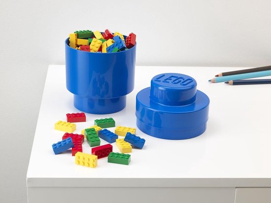 Set van 2 - Opbergbox Brick 1 Rond, Blauw - LEGO | bol.com