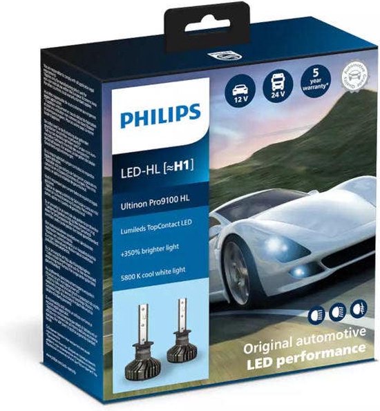 Philips Ultinon Pro9100 LED-HL H1 set LUM11258U91X2 | bol