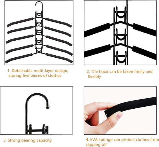 Space Saving Multi-Layer Clothes Hangers, Anti-Slip Sponge Metal Coat ...