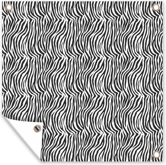 Tuin poster Dierenprint - Zebra - Zwart - Wit - 200x200 cm - Tuindoek ...