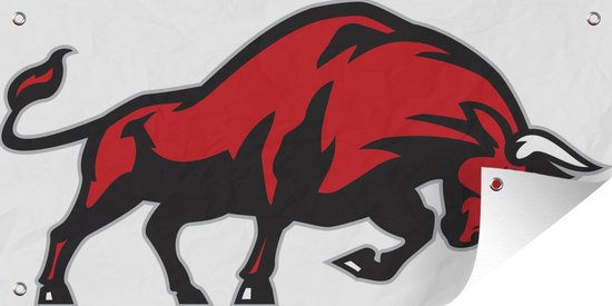 Schuttingposter Een illustratie van een rode stier - 200x100 cm ...