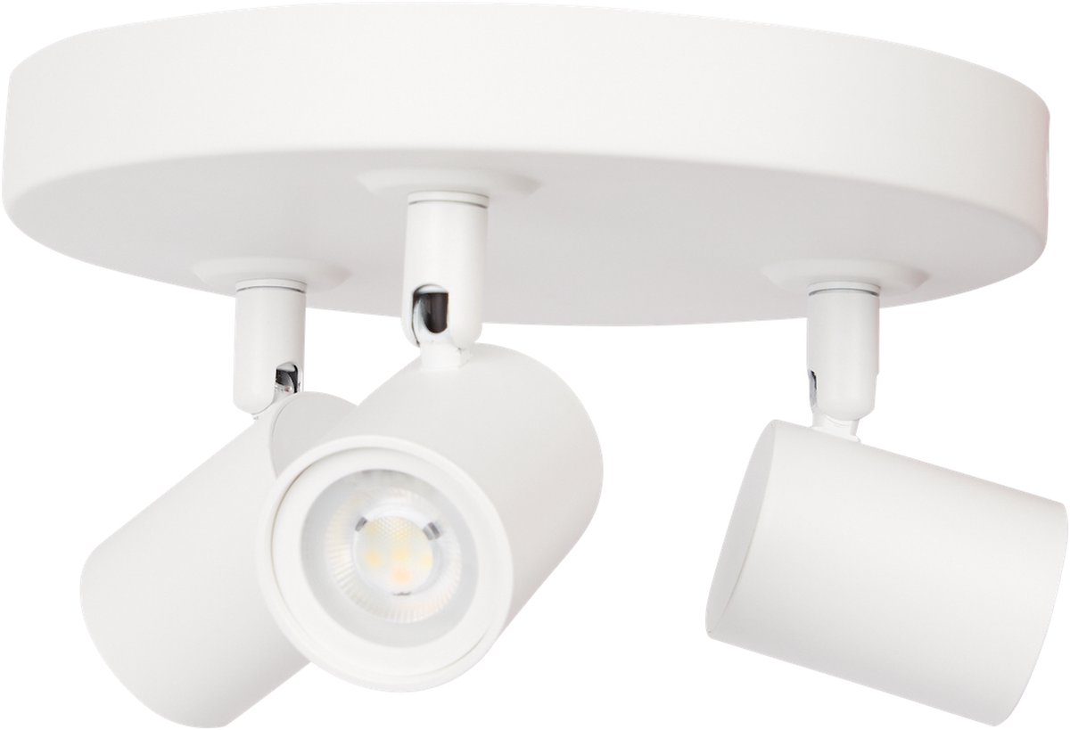 Moderne opbouwspots - Wit - Rond - 3 spots - 345 lumen - Dimbaar van ...
