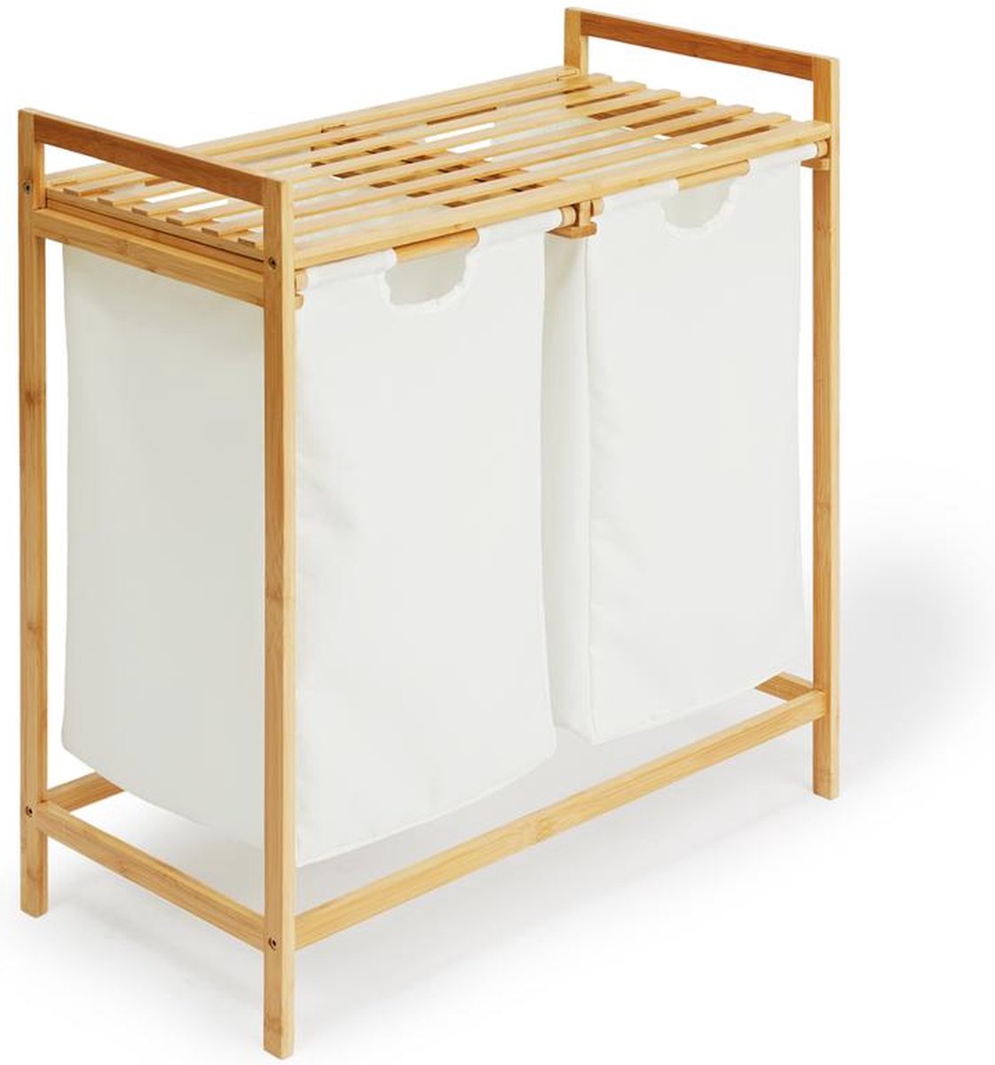 Bamboe rek met wasmanden - 30L - Wassorteerder - 2 vakken - Hout ...