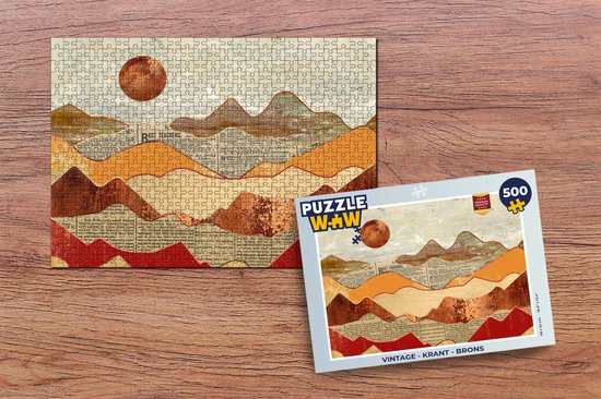 Puzzel Vintage - Krant - Brons - Abstract - Landschap - Kleuren ...