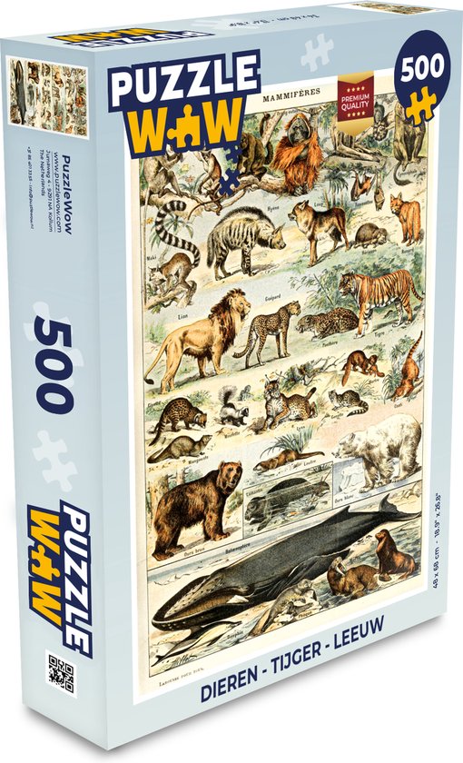 Puzzel Dieren - Vintage - Adolphe Millot - Tijger - Leeuw - Legpuzzel ...