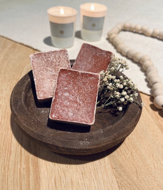 3 amberblokjes - geurblokjes - met houten schaaltje/plankje ...