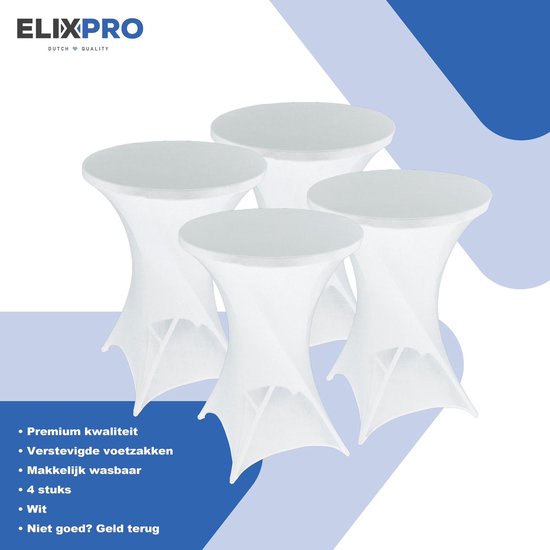 ElixPro - Premium statafelrok wit 4x - ∅80 x 110 cm - Tafelrok- Statafelhoes -... | bol.com