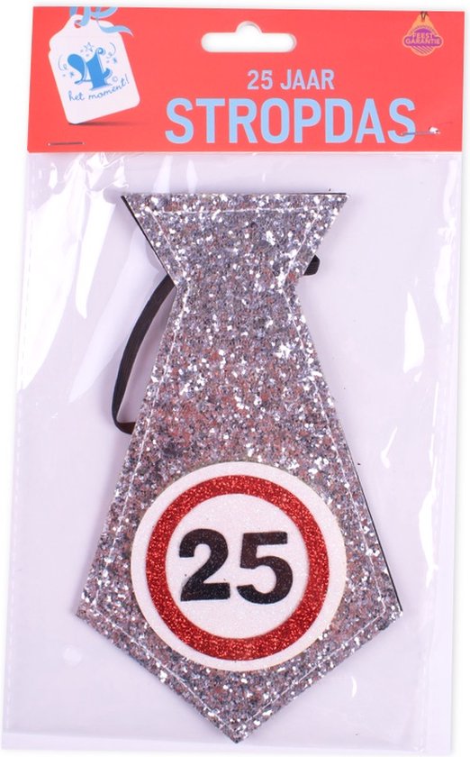 Polyester en PU glitterstropdas | verjaardag | wit | verkeersborden met ...