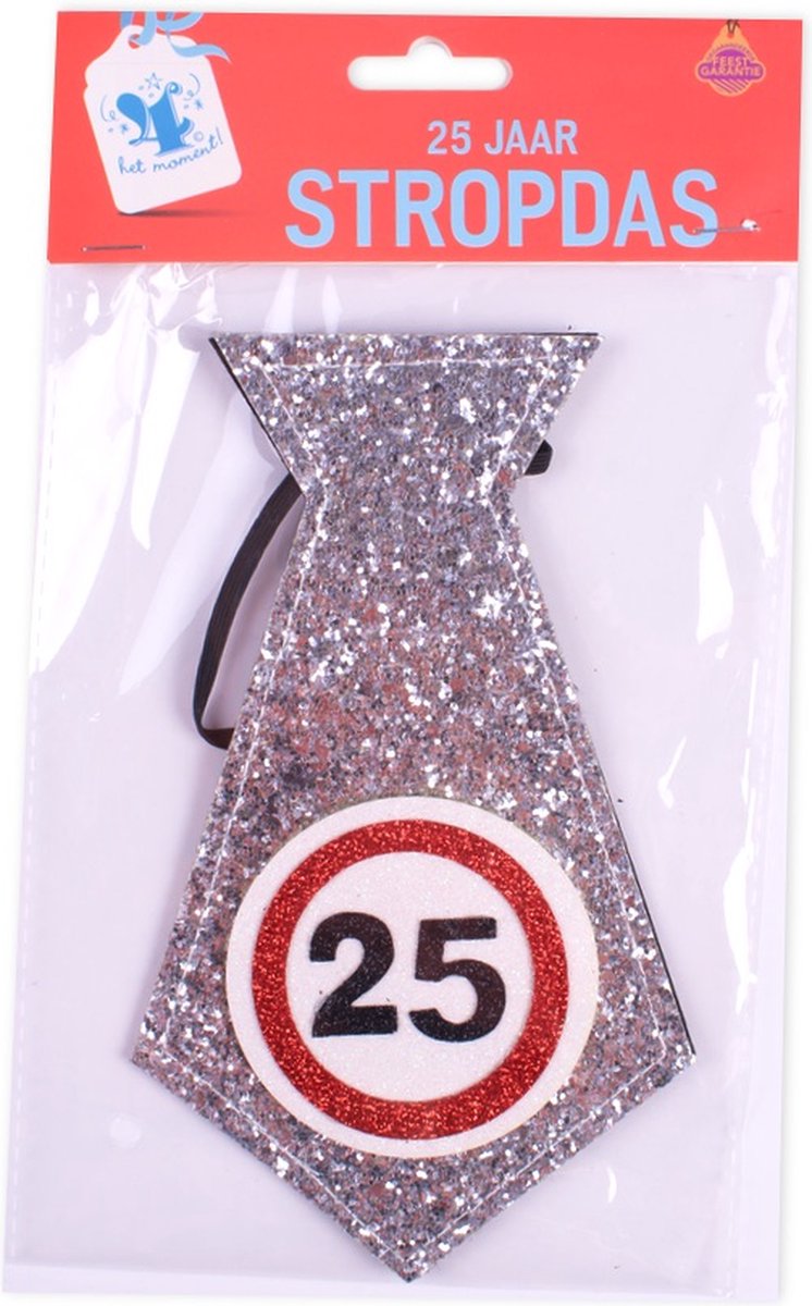 Polyester en PU glitterstropdas | verjaardag | wit | verkeersborden met ...