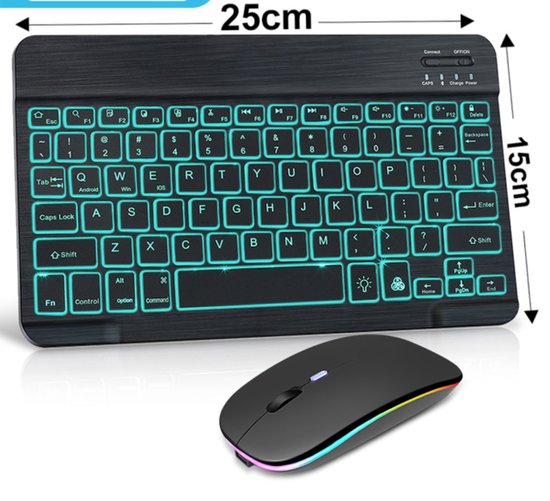 Incl. gratis Muis! - Draadloos Toetsenbord - Bluetooth - Led ...