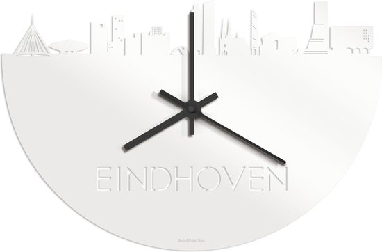 Skyline Klok Eindhoven Wit Glanzend - Ø 40 cm - Stil uurwerk ...