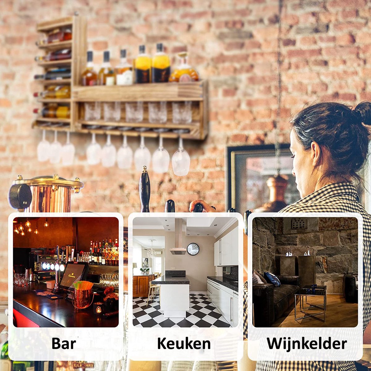 Sens Design Wijnrek - Hangend - voor aan muur - hout | bol.com