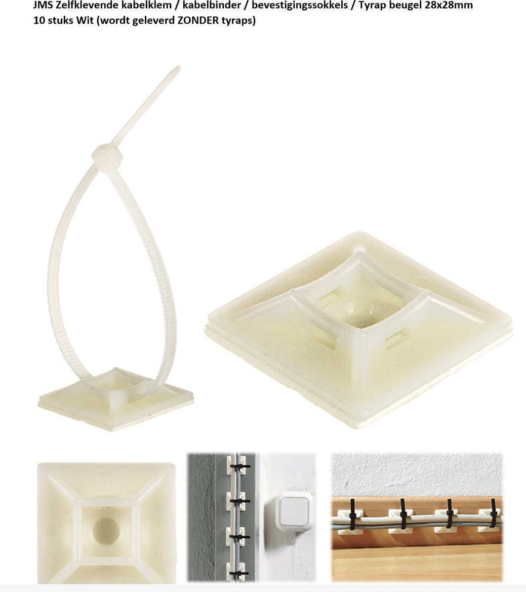 JMS Zelfklevende kabelklem / kabelbinder / bevestigingssokkels / Tyrap ...