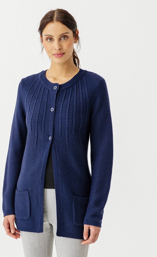 Damart - Cardigan in fantasietricot - - Blauw - XS | bol