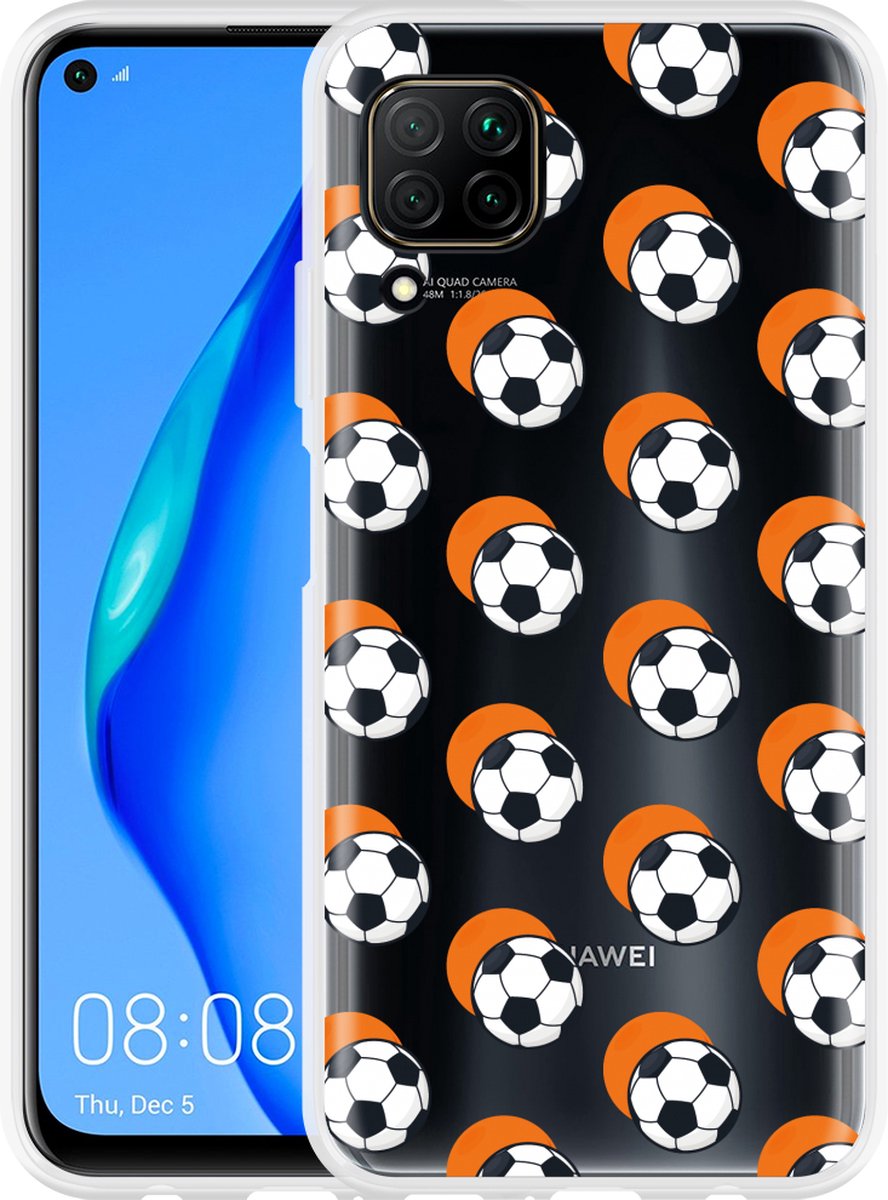 Huawei P40 Lite Hoesje Soccer Ball Orange Shadow Designed by Cazy | bol.com