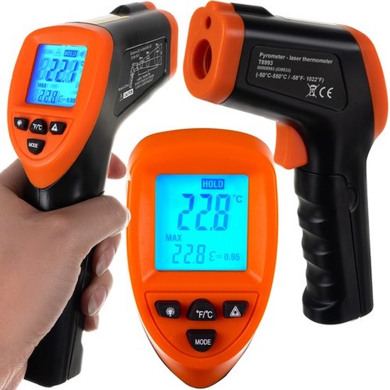 Infrarood thermometer laser - min 50 tot 550 °C - Infrarood ...