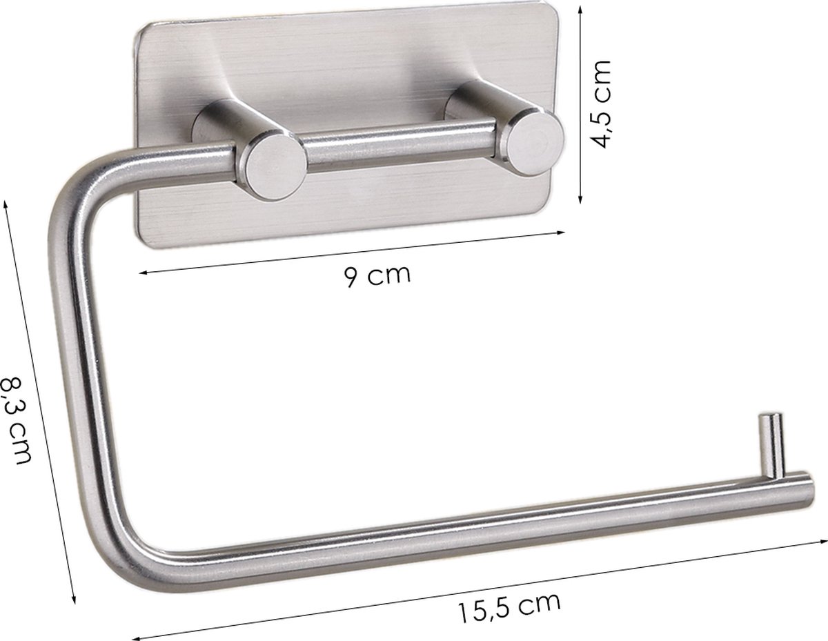 Toiletrolhouder - Zilver - Zelfklevend - WC rolhouder - RVS ...