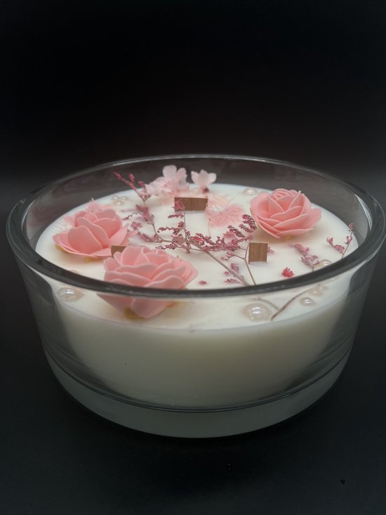 Kaars in glas groot - roze | bol.com