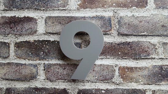 Huisnummer cijfer 9 plexiglas Cementkleur mat 20cm hoog | bol