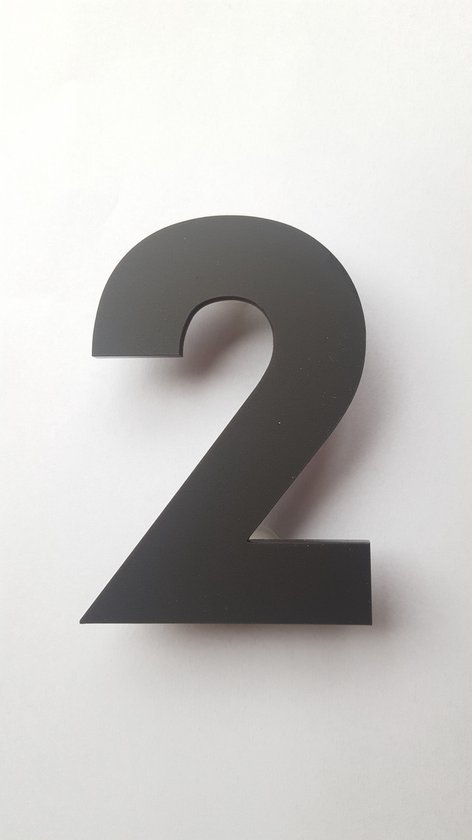 Huisnummer cijfer 2 plexiglas antraciet mat 20cm hoog | bol