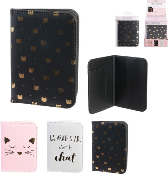 Paspoort hoesje - Paspoort cover - Katten paspoort beschermer - Roze ...