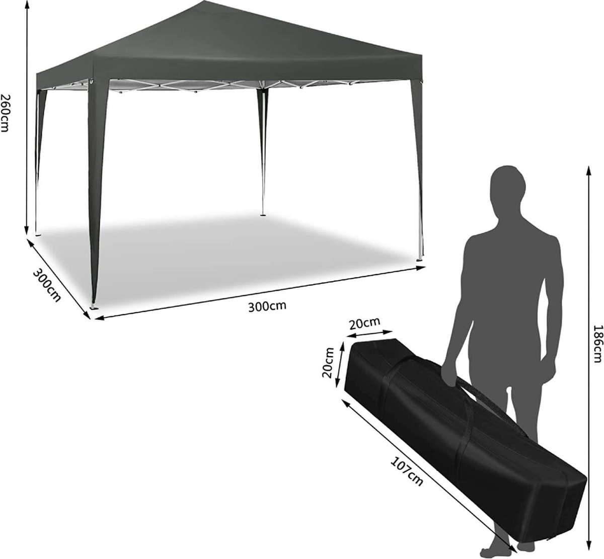 Kamyra® Partytent Opvouwbaar - Tent / Tuinpaviljoen / Pergola - Oxford ...